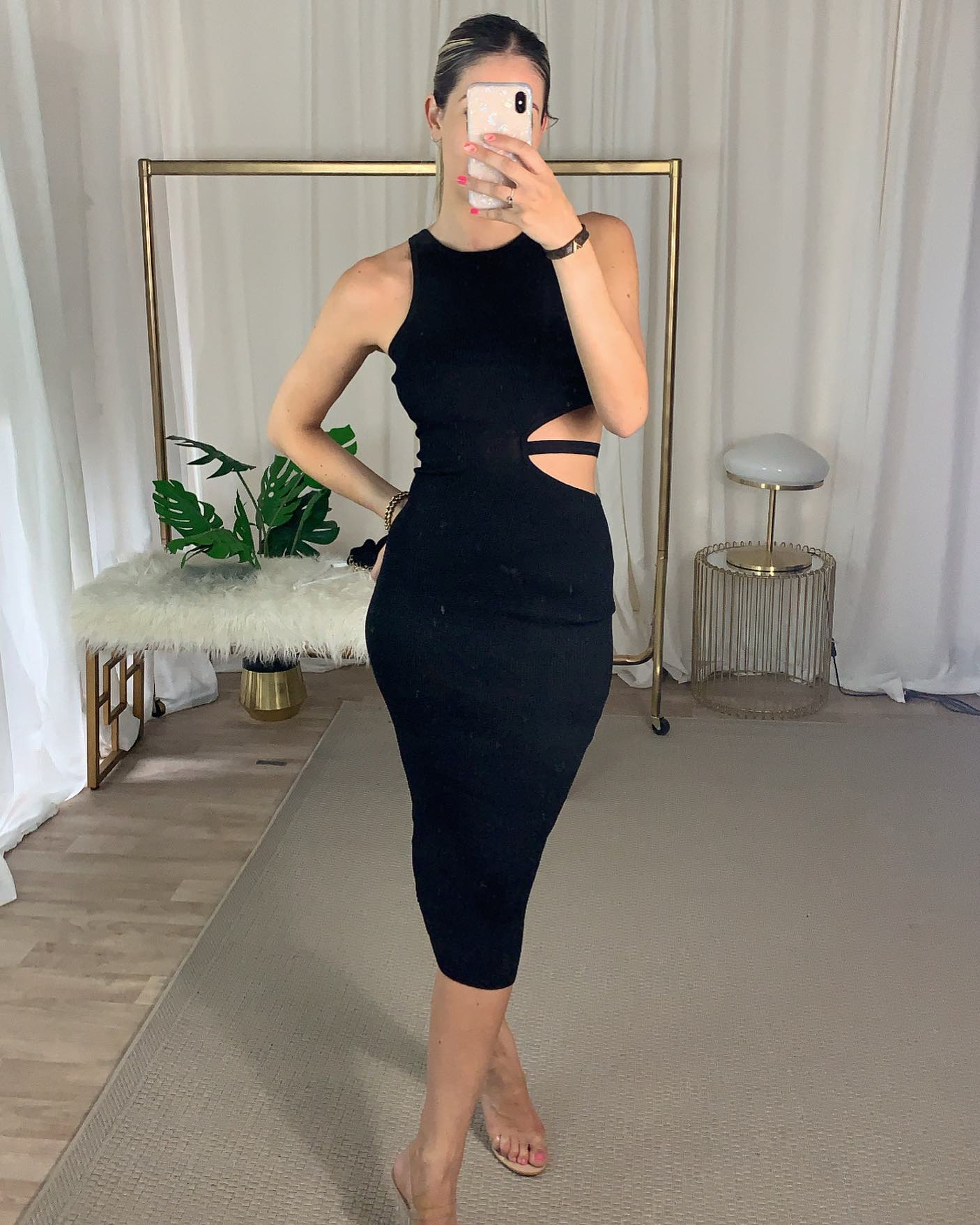 BLACK CUT OUT BODYCON MIDI DRESS - Essential Rossendale Valley