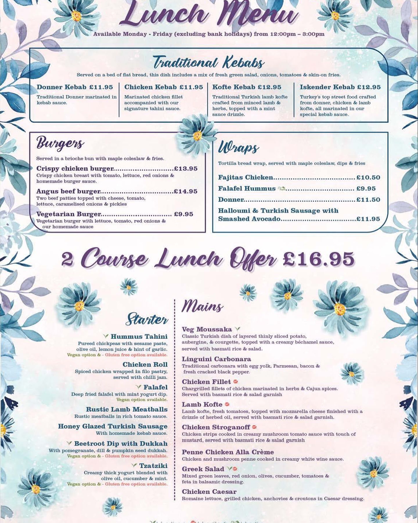 New Lunch Menu - Essential Rossendale Valley